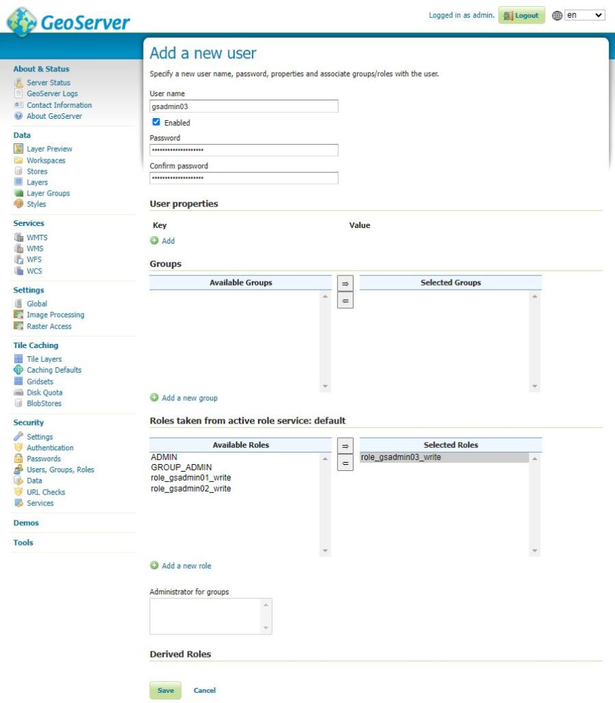 Geoserver – Setting up Users / Roles / Workspaces and Layers – Cloudy DATA Blog